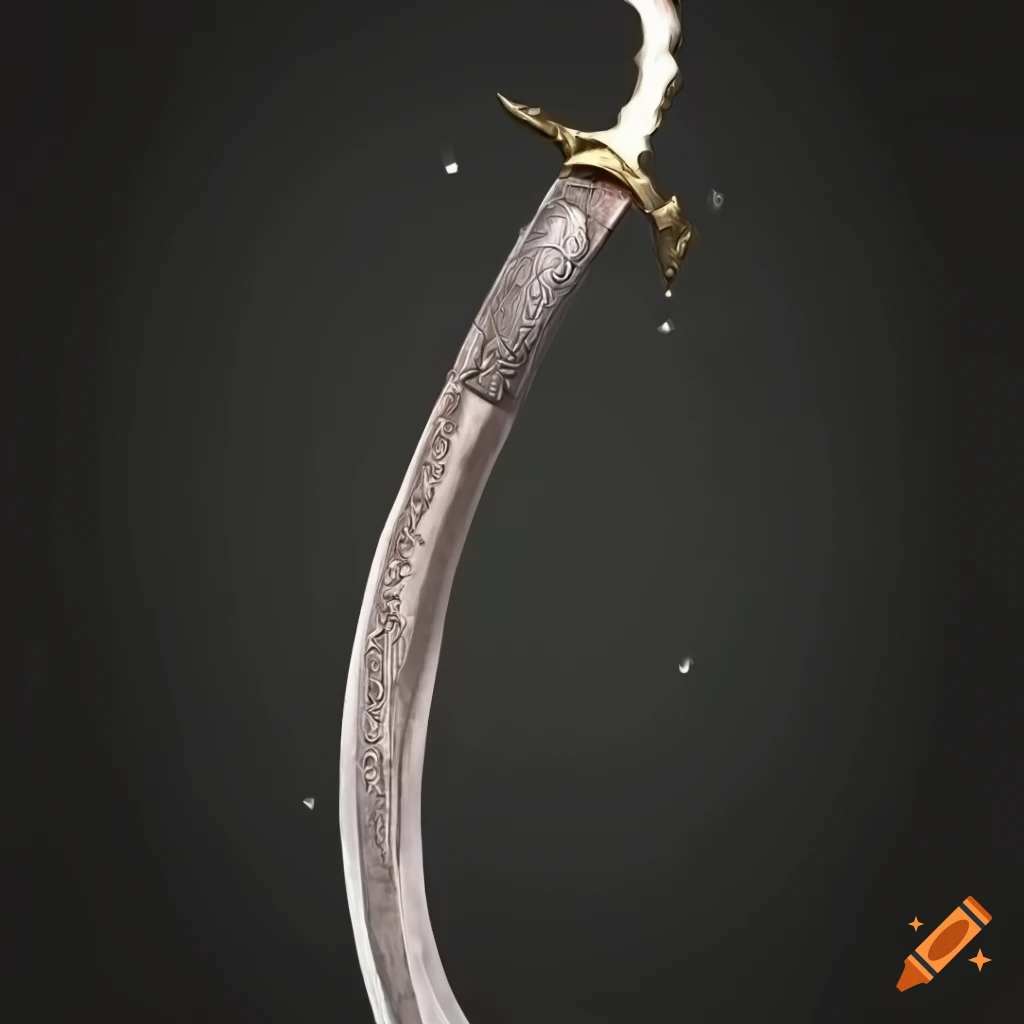 Detailed curved fantasy sword on Craiyon