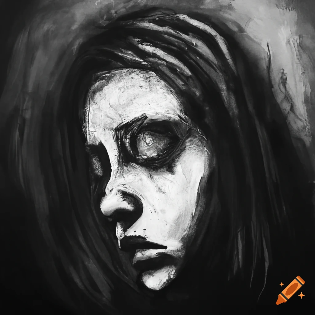 Ink drawing of a person expressing depression and anxiety on Craiyon