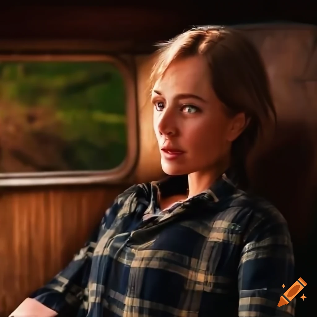 British actress kelly mcdonald lookalike in plaid shirt and black ...