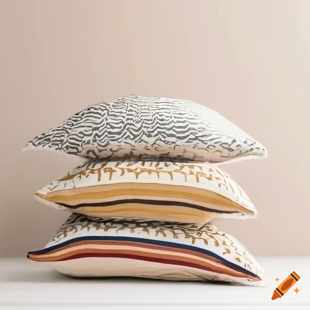 Stack of decorative printed patterned pillows in Italian style on Craiyon