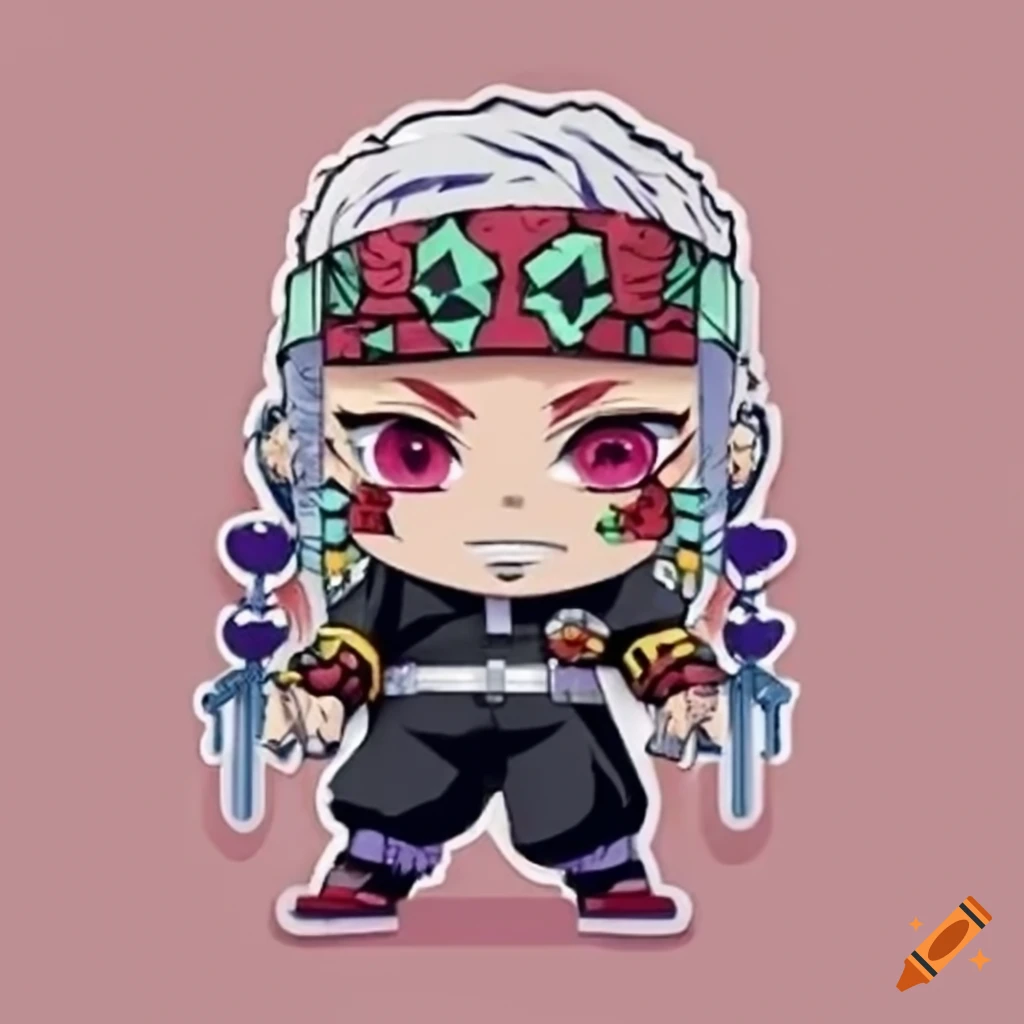 Chibi tengen uzui standing sticker design on Craiyon