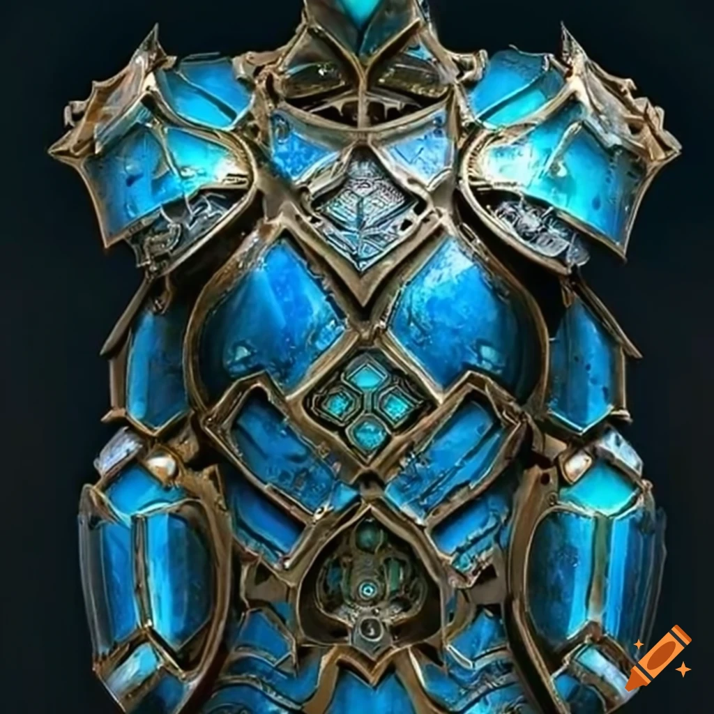 Adorned magic massive body armor with front view and vertical symmetry ...