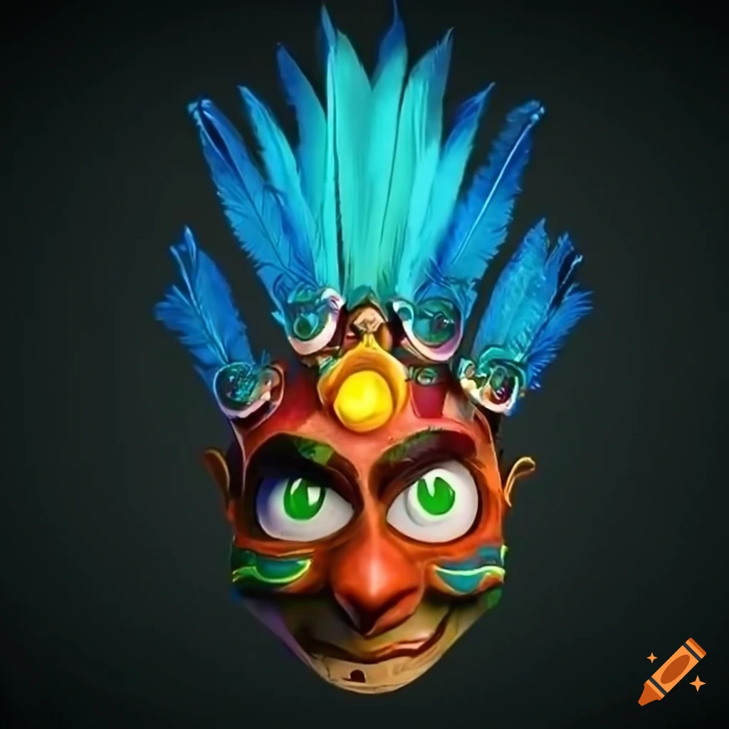 Intricately detailed king's Sumarian wooden mask with lifelike eyes and ...