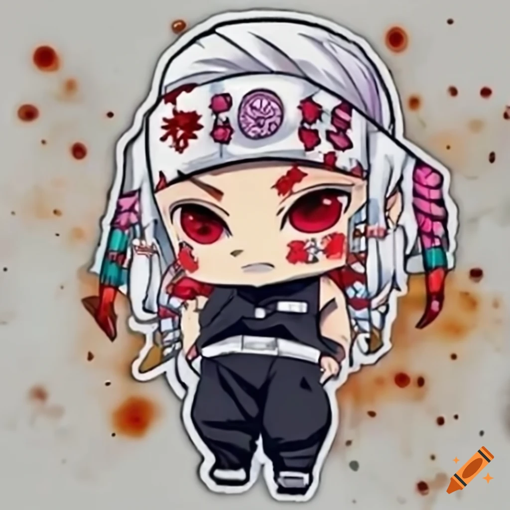 Chibi version of demon slayer's tengen uzui standing on Craiyon