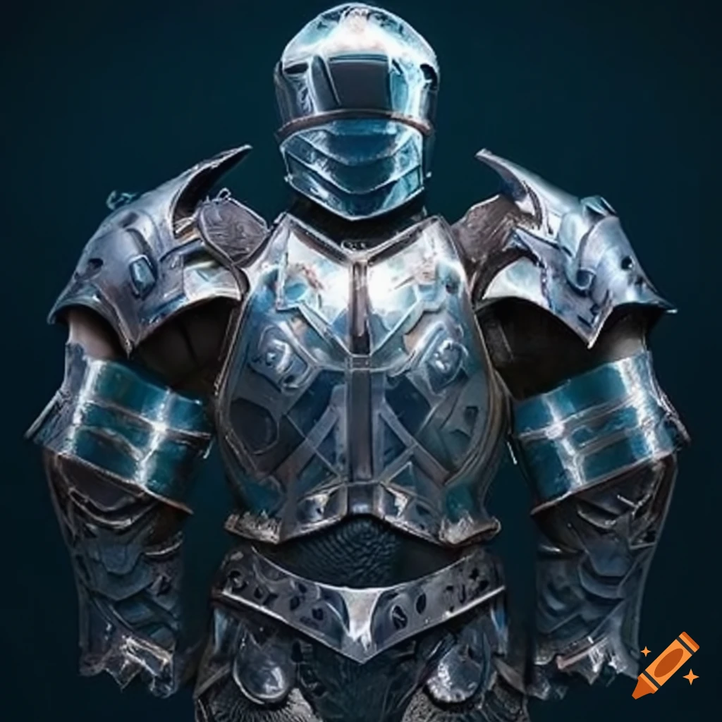 Adorned magic massive body armor close-up front view on Craiyon