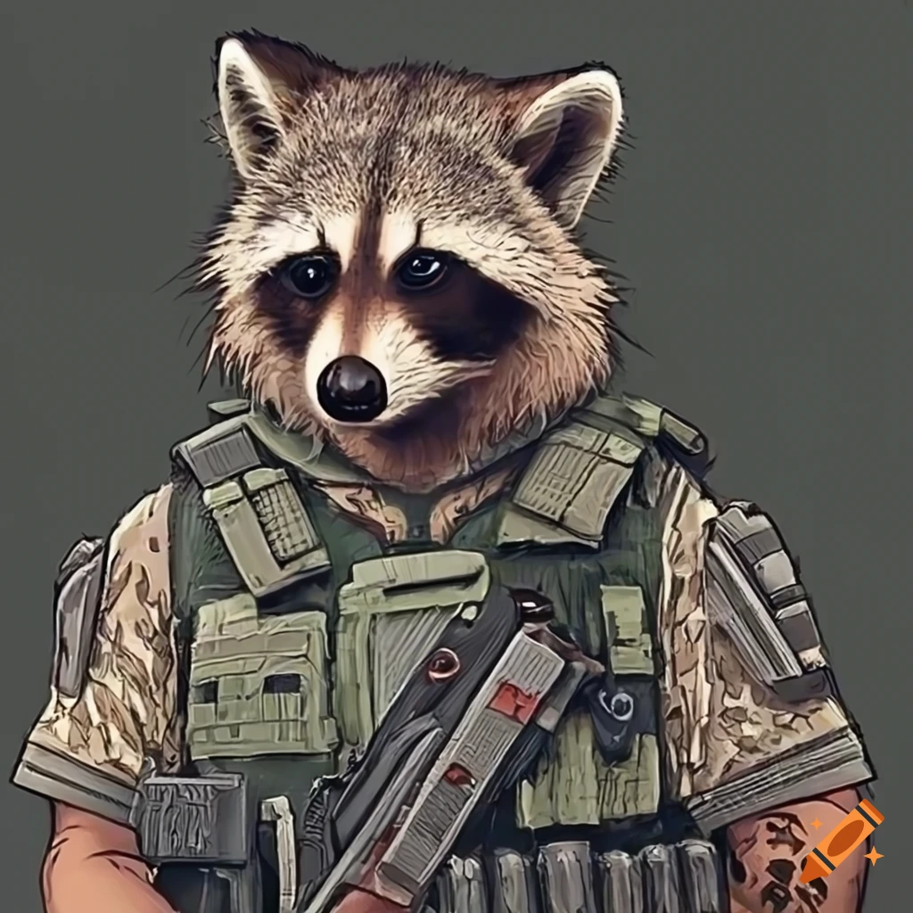 Tactical raccoon on Craiyon