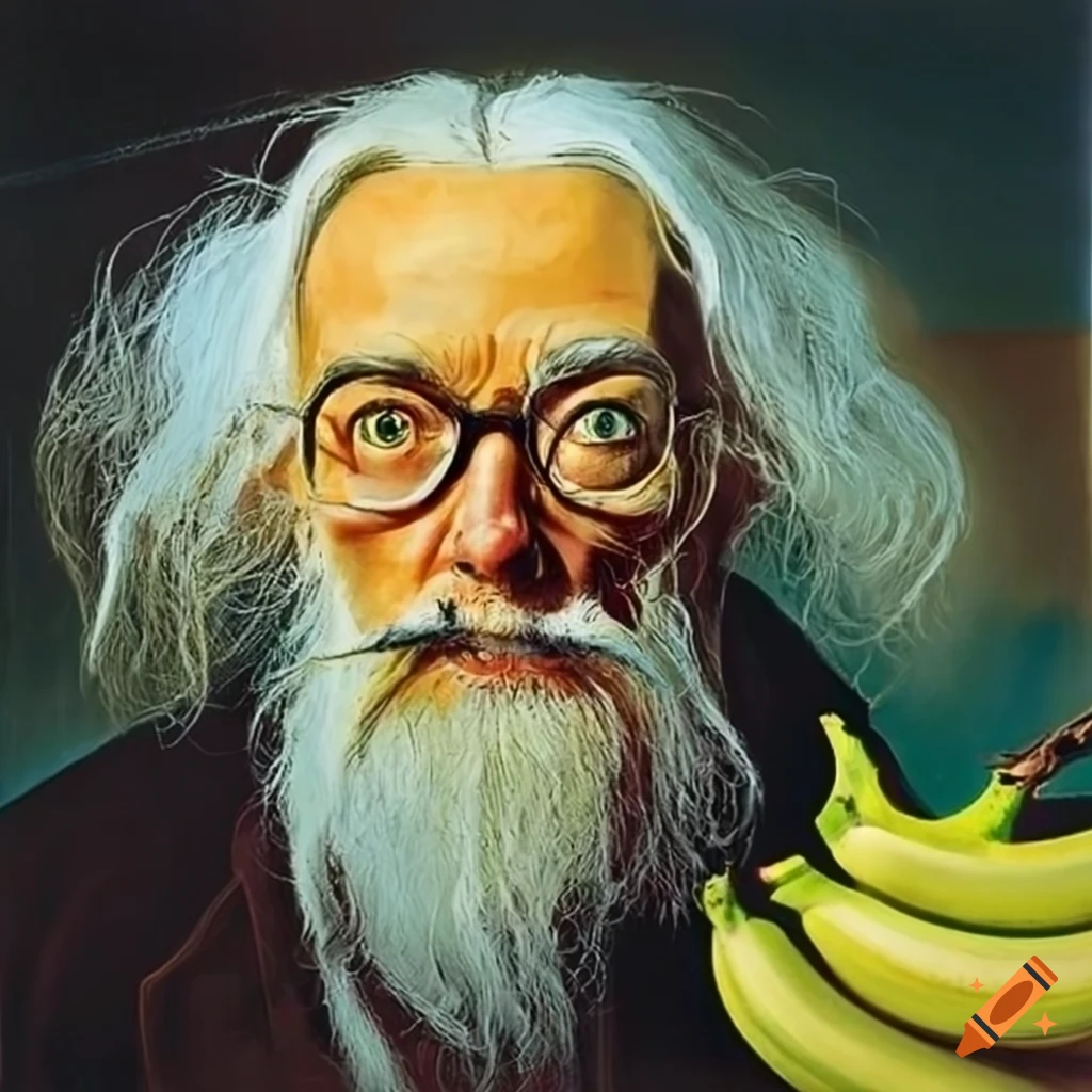 Portrait Of An Old Man With White Hair Glasses Beard And A Coat