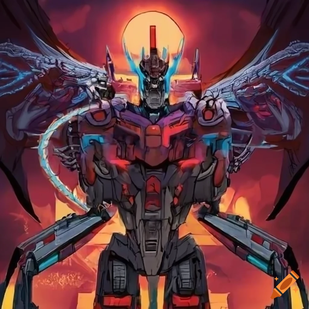 Sci-fi transformer in IDW style with a mythical dragon alt mode on Craiyon