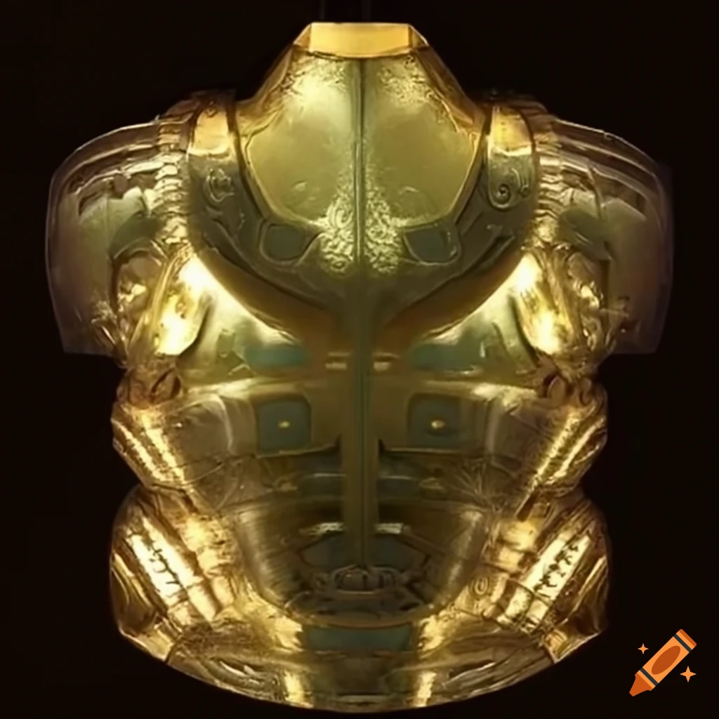 Adorned magic massive body armor front view with vertical symmetry on ...
