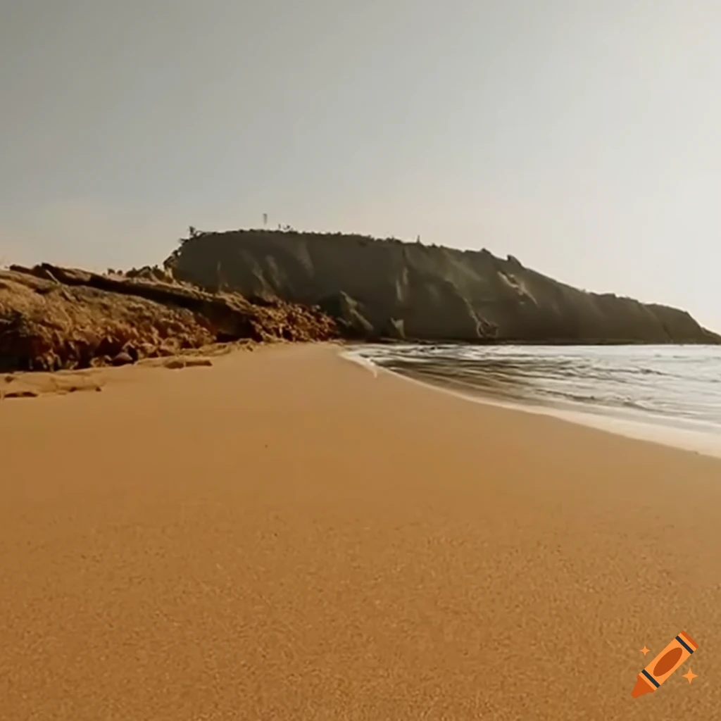Alien planet beach resembling Earth with ocean in the distance on Craiyon