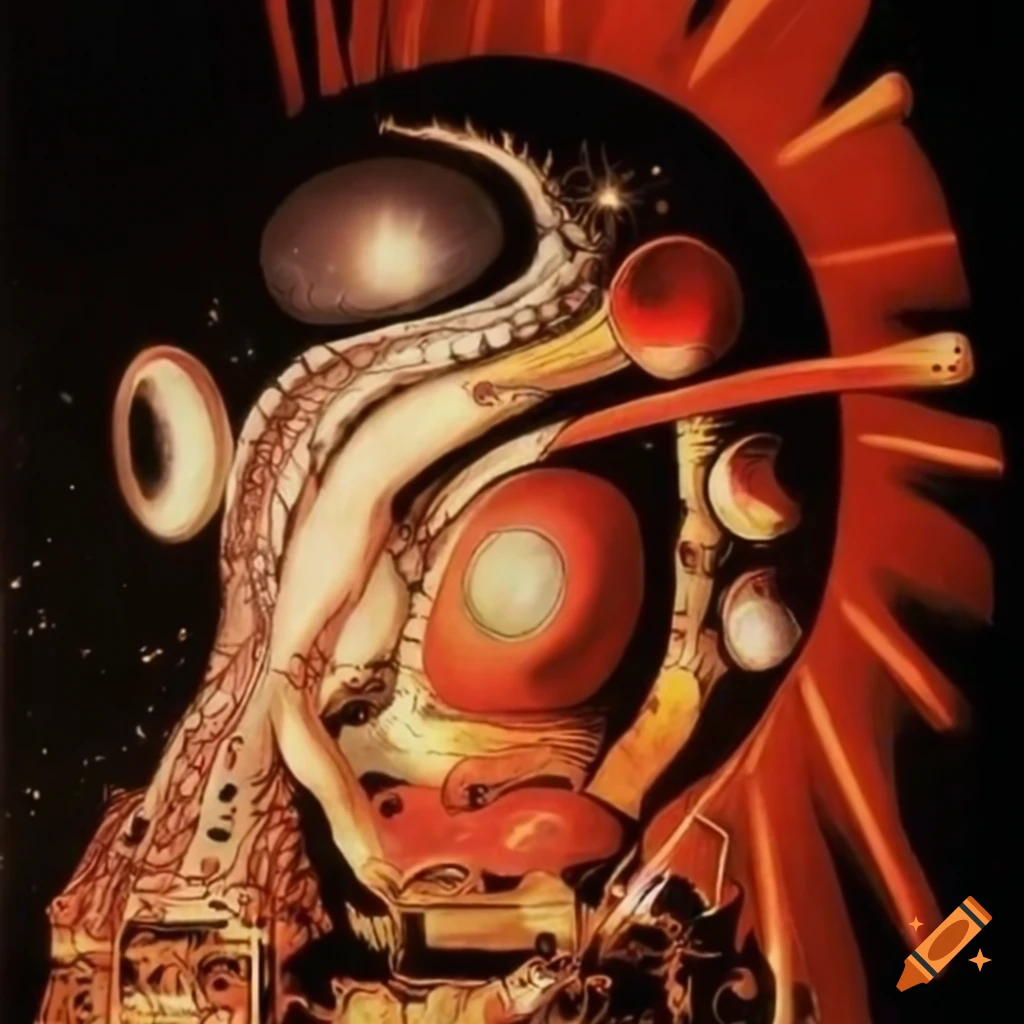 70s sci-fi organic machine art by Yoshitaka Amano on Craiyon