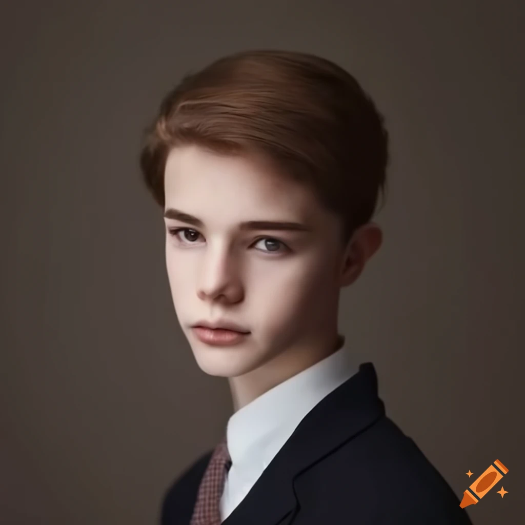 Portrait of a young male student with ethereal features on Craiyon