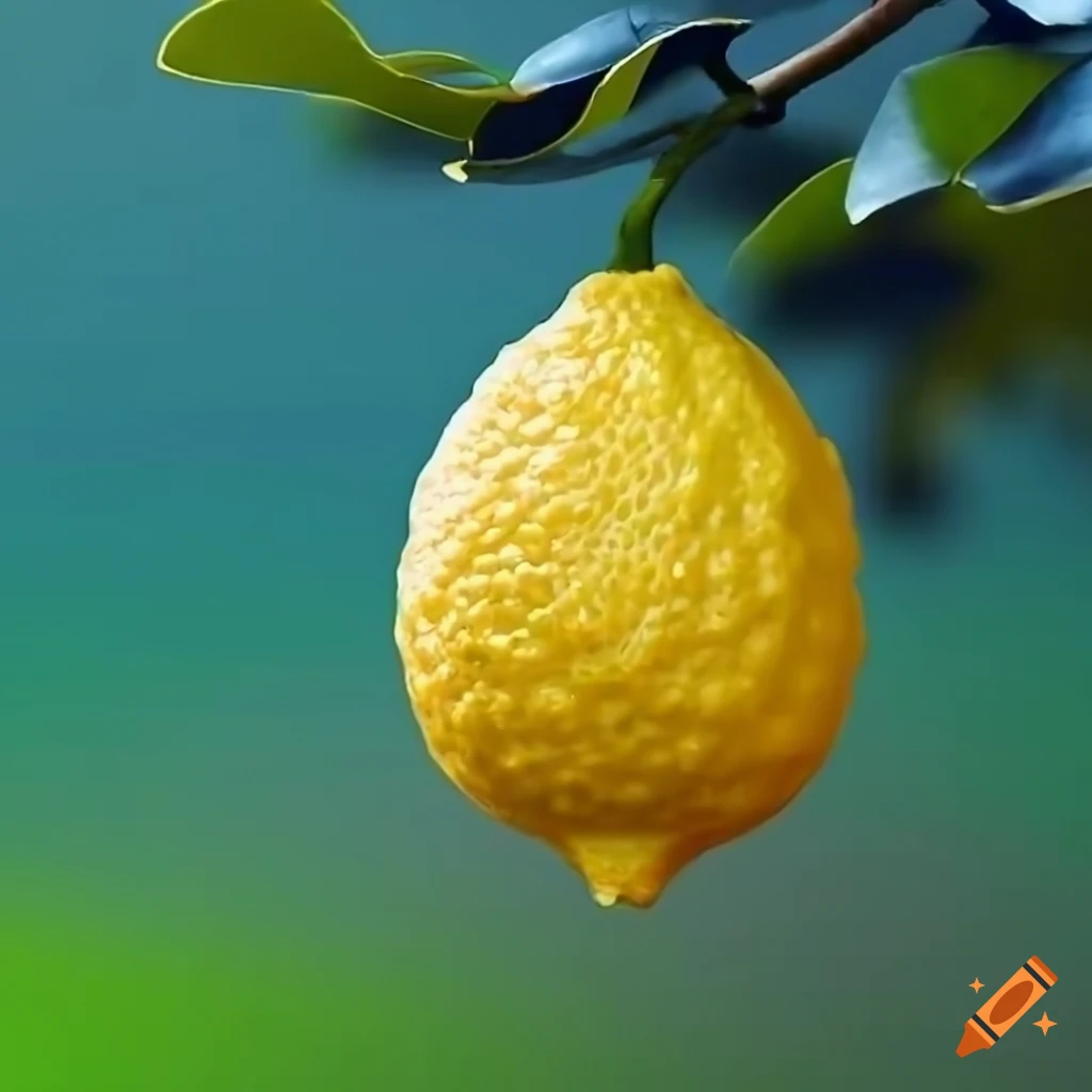 Lemon hanging on a tree branch in high definition 4k quality on Craiyon