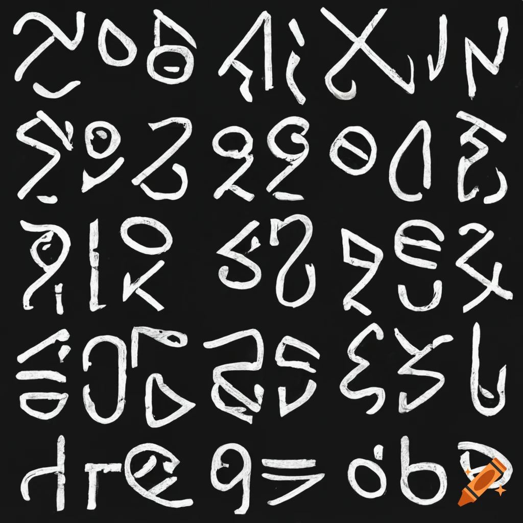 Collage of language writing symbols and alphabet letters on Craiyon