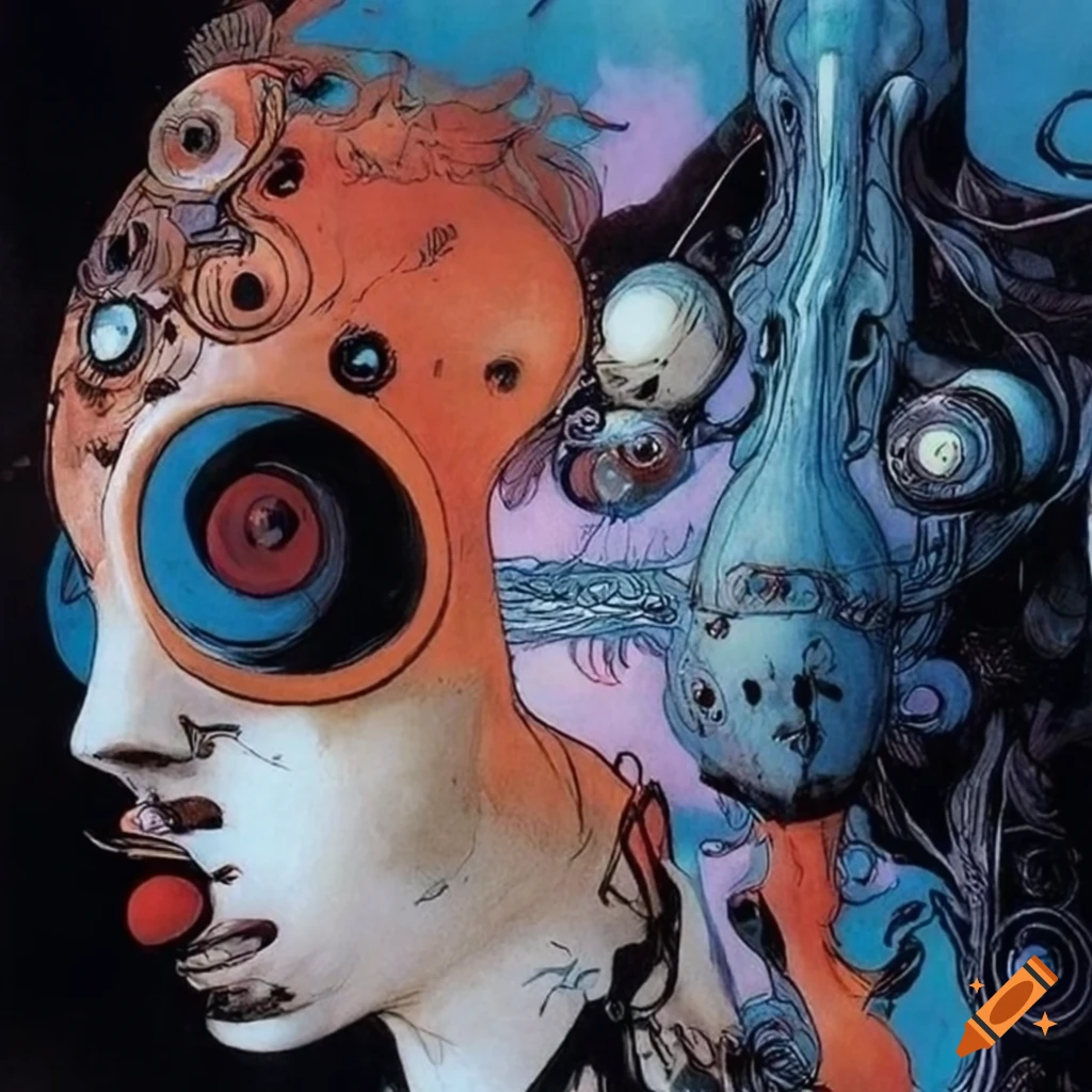 70s sci-fi organic machine art by Yoshitaka Amano on Craiyon