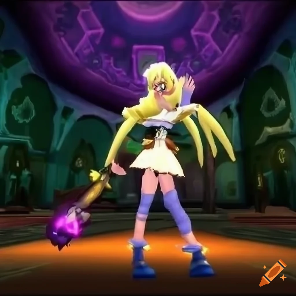 3D screenshot from a game world with various characters smiling on Craiyon