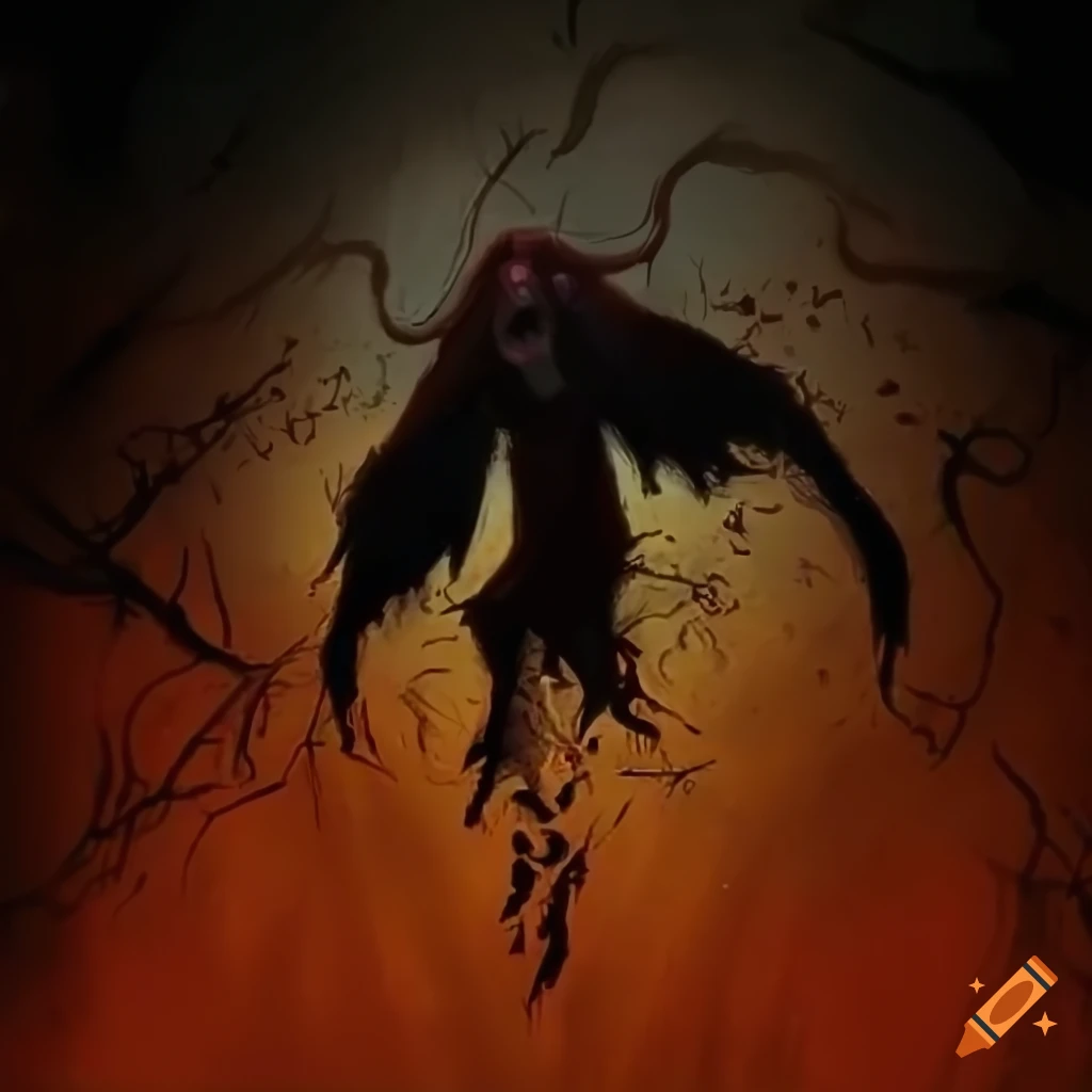 Mysterious humanoid creature in a grayscale void with floating ...