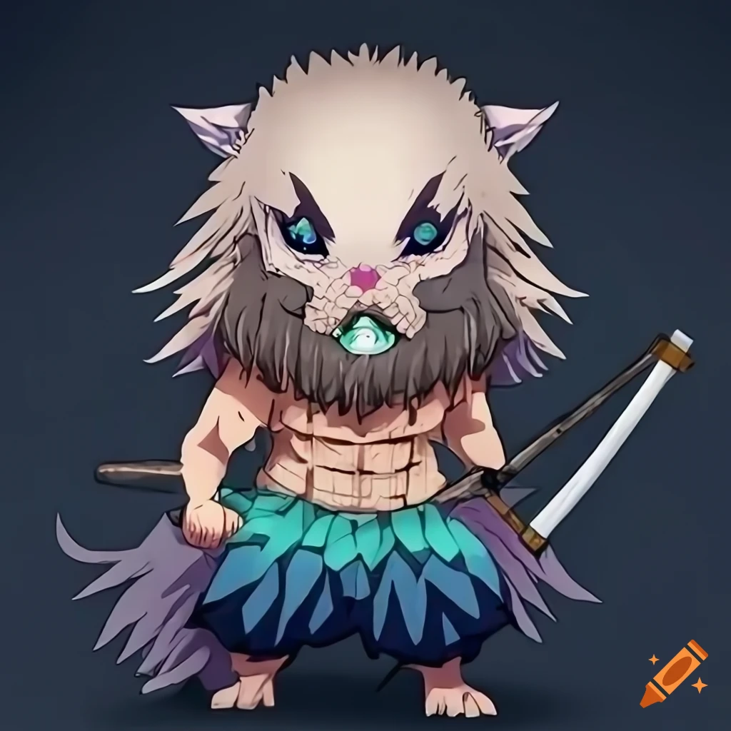 Chibi Demon Slayer Inosuke Hashibira sticker on Craiyon