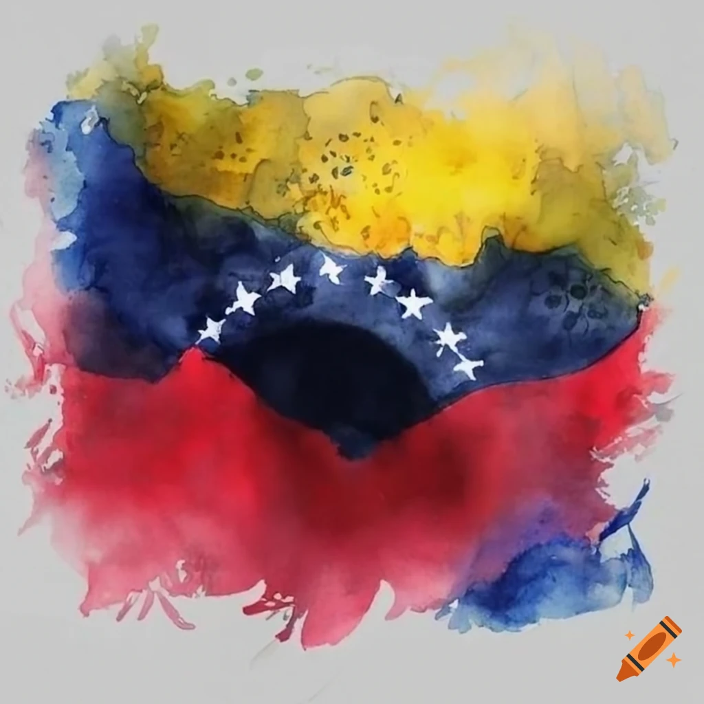 Colorful watercolor painting of the Venezuelan flag on Craiyon