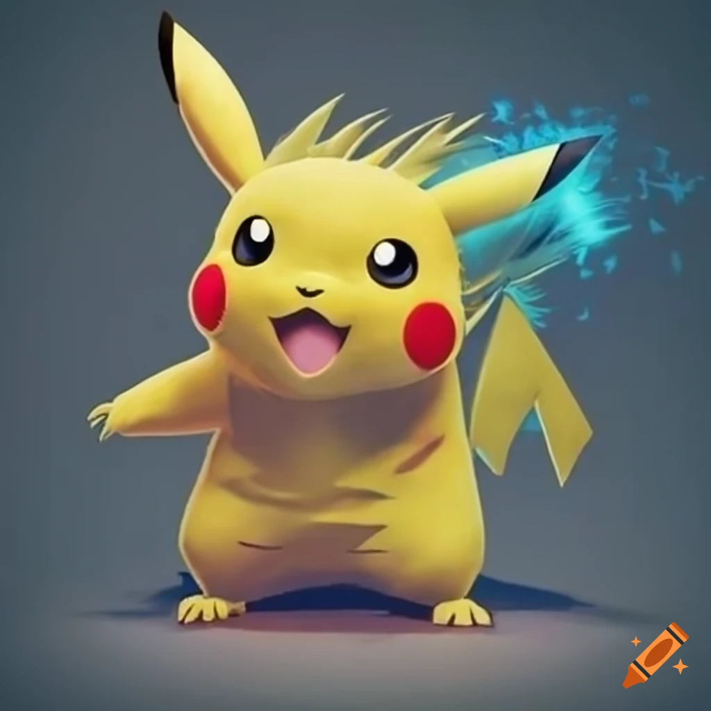 Electric pikachu with glowing cheeks and spiky hair on Craiyon
