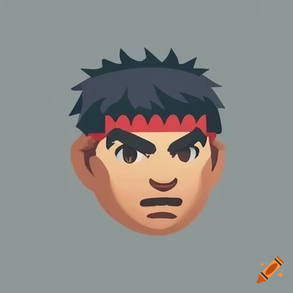 Ryu from Street Fighter styled as a face emoji on Craiyon