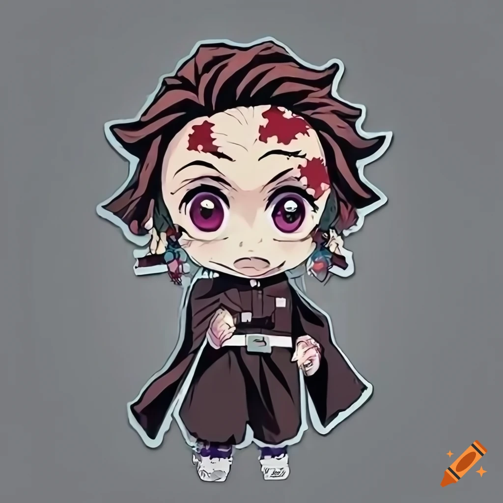Chibi demon slayer tanjiro kamado standing sticker on Craiyon