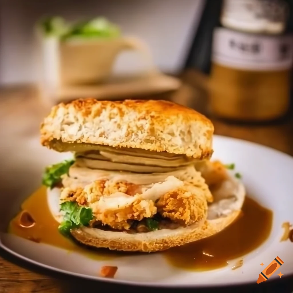 Minced chicken with katsu curry sauce in a scone sandwich on Craiyon