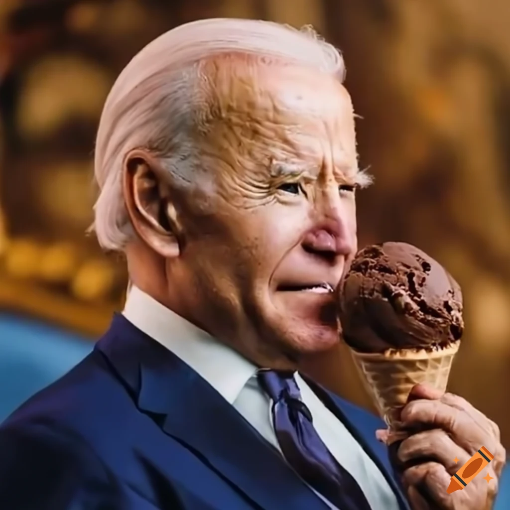 Joe biden enjoying chocolate ice cream on Craiyon