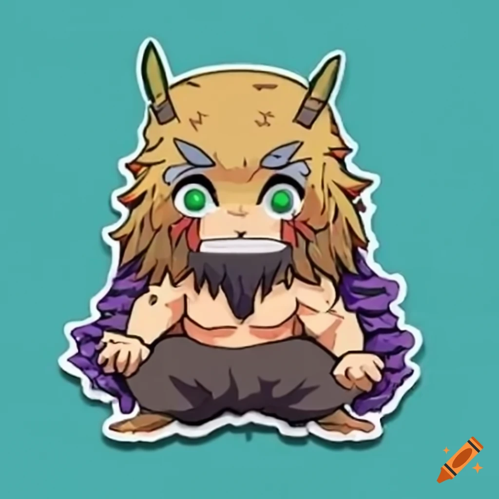 Chibi version of demon slayer character inosuke hashibira standing on ...