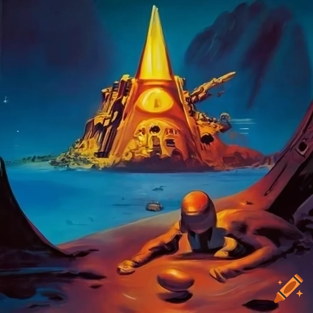 1970s epic futuristic space station inspired by renowned artists on Craiyon