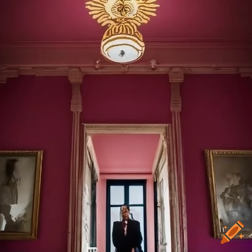 President Meli emerging from the pink house with an imposing presence ...