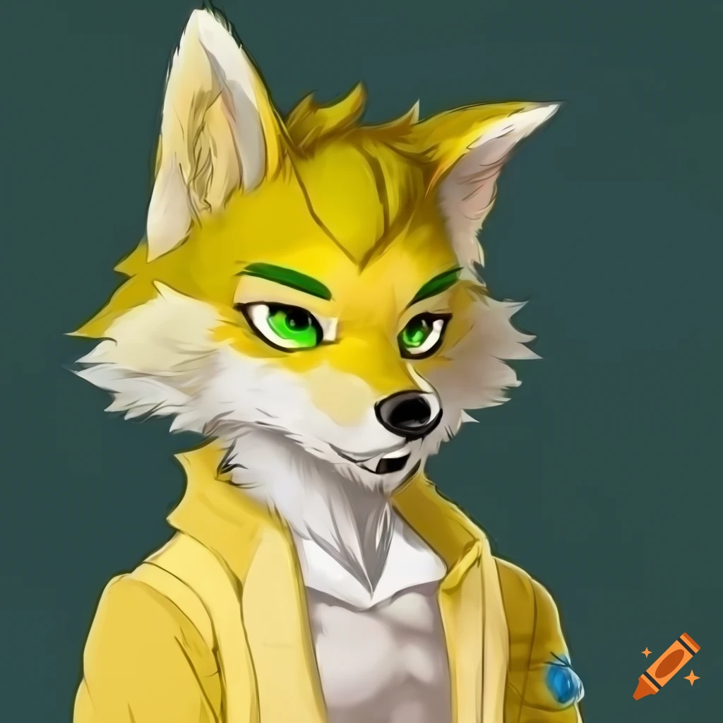 Yellow wolf furry persona on Craiyon