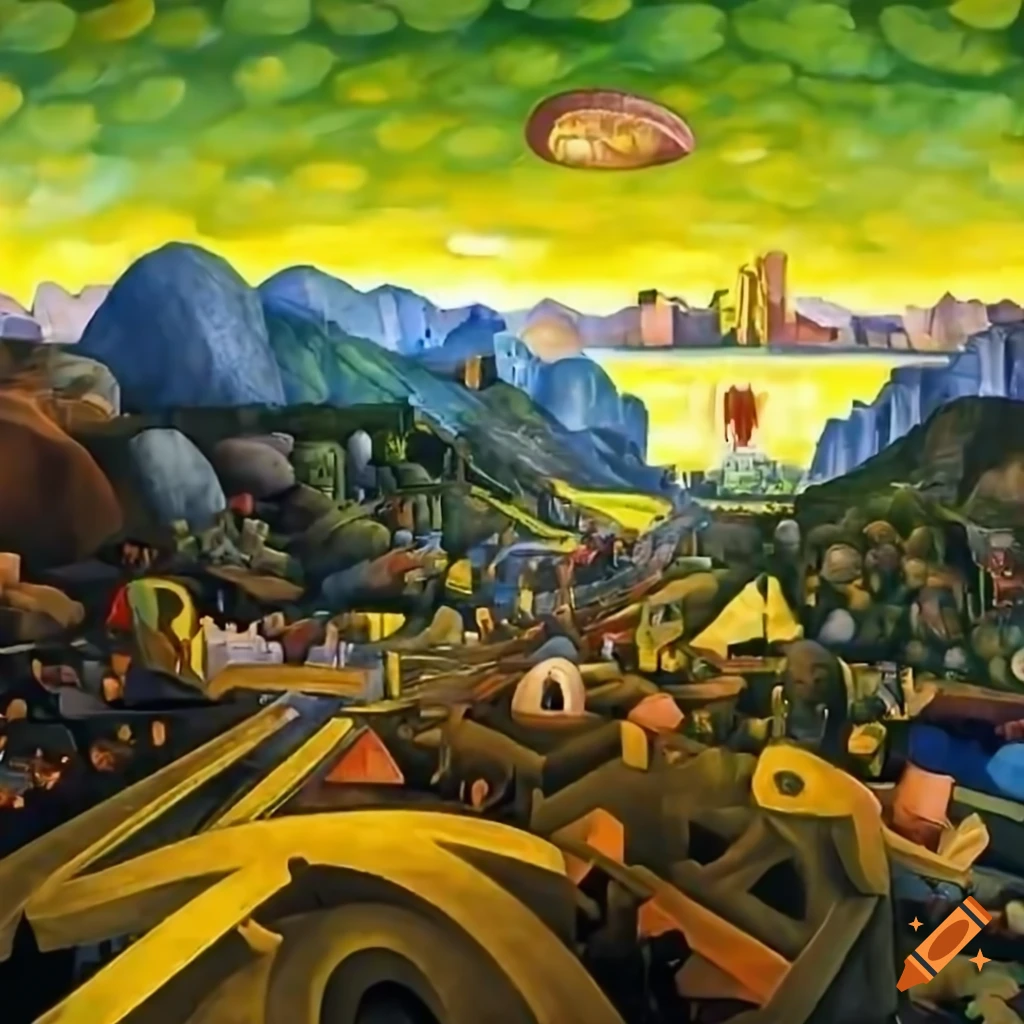 Futuristic painting of "The Time Machine" by Diego Rivera on Craiyon