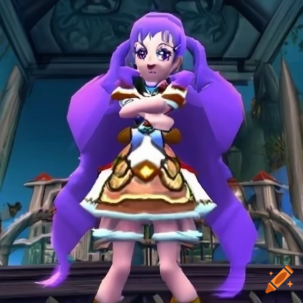 3D screenshot of a fantasy fighting game world with various characters ...