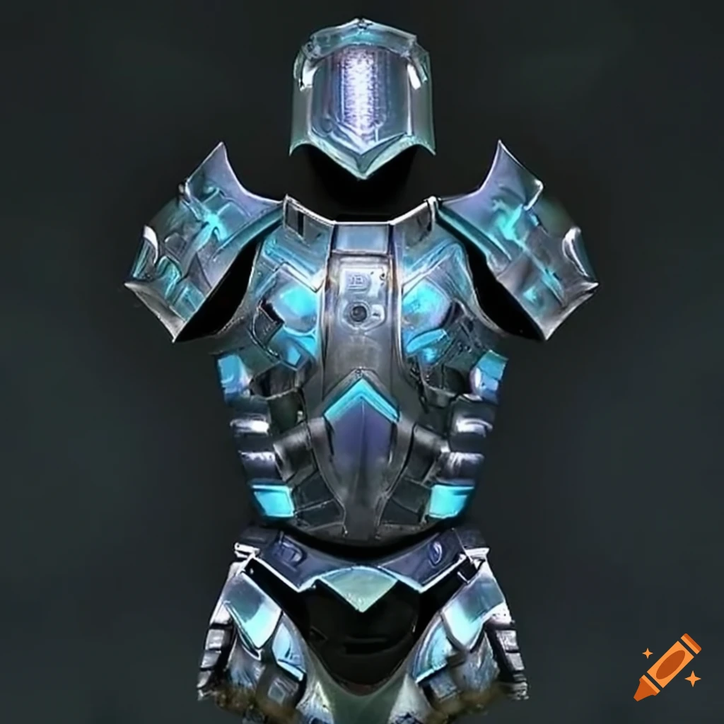 Adorned magic massive body armor in close-up front view on Craiyon