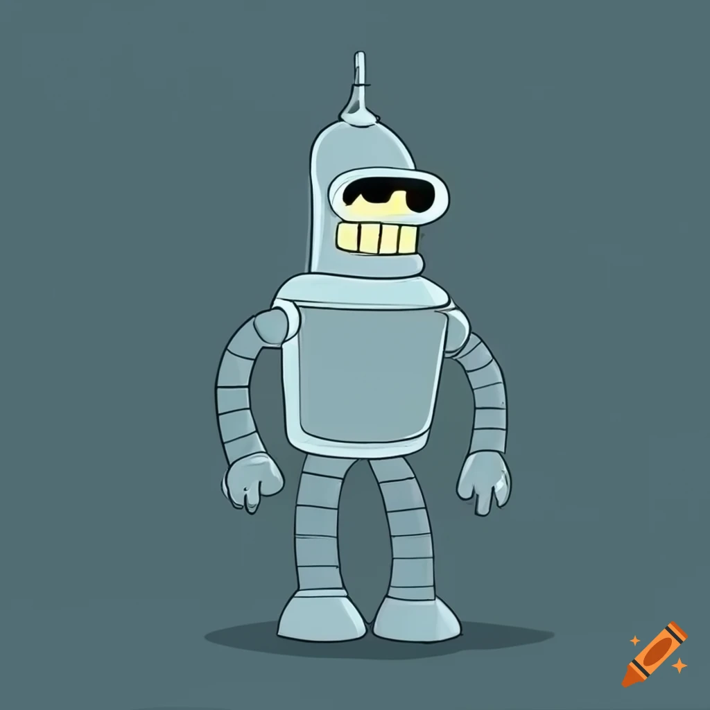 Futurama Bender mascot with 2D flat background on Craiyon