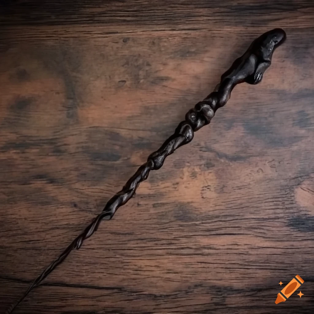 Slytherin-inspired harry potter wand with a skull and vertebral design ...