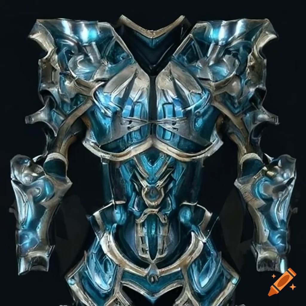 Adorned magic massive body armor in detailed front view on Craiyon