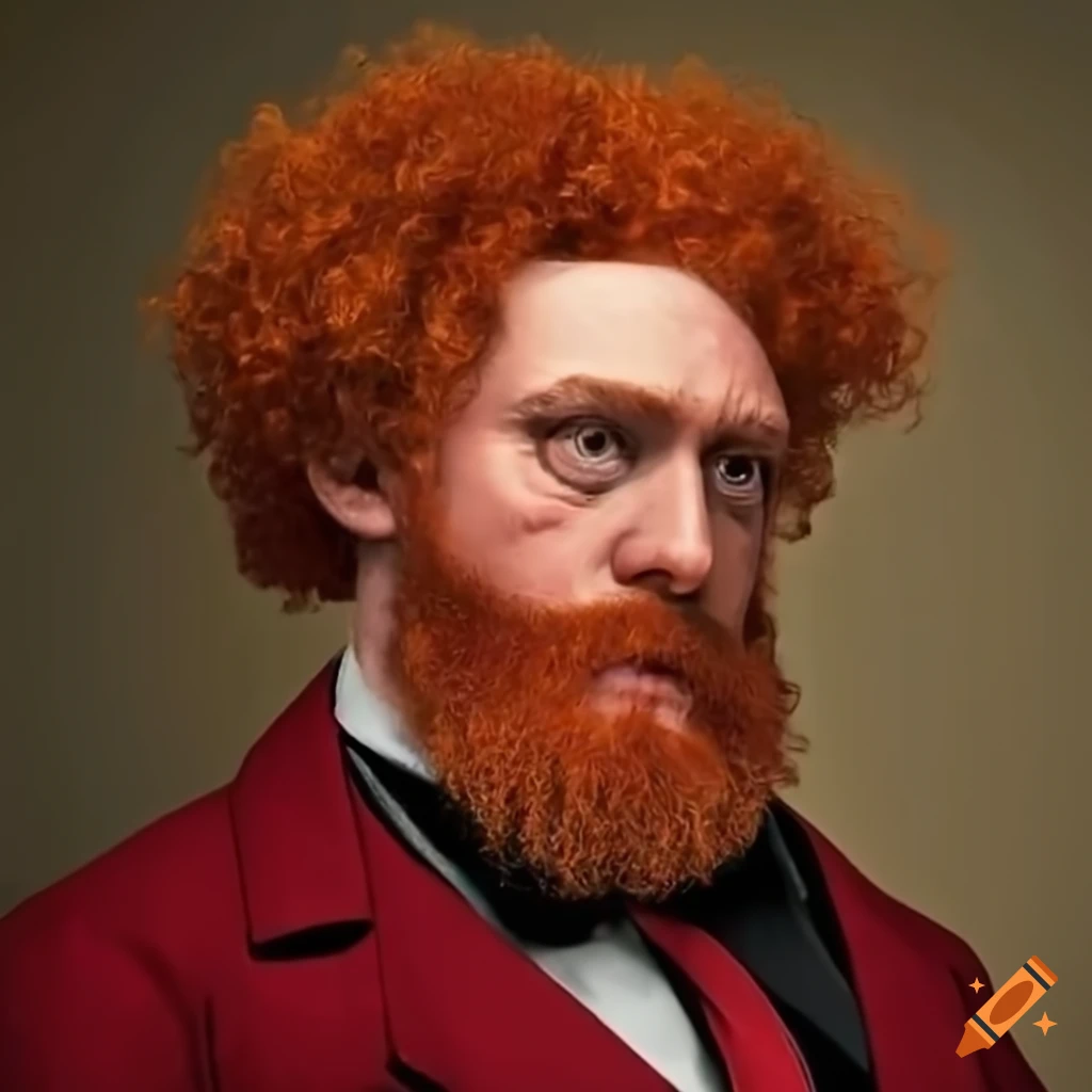 Curly red-haired man in forties with unique style on Craiyon