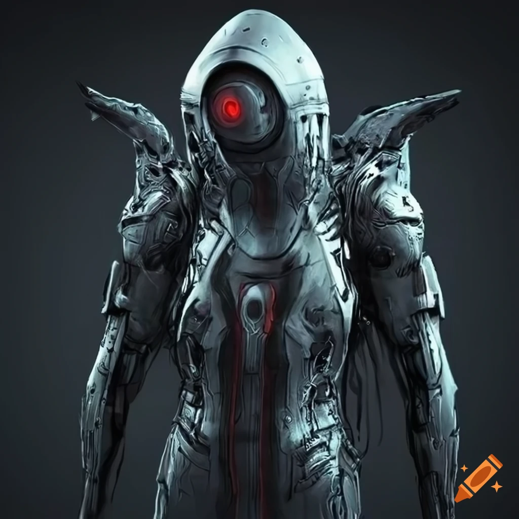 Detailed futuristic space suit with gothic demon themes on Craiyon