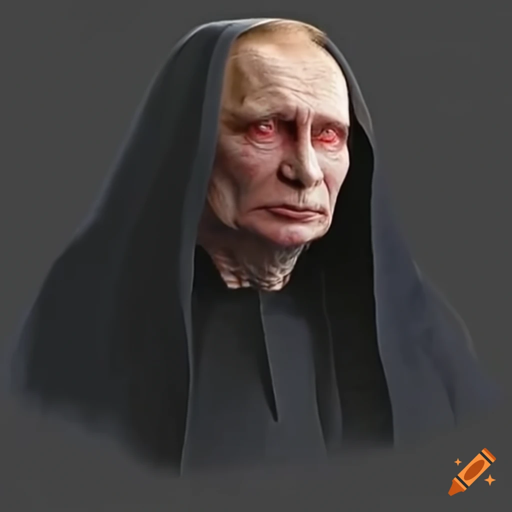 Putin with a face in the Emperor Palpatine mantle from Star Wars on Craiyon