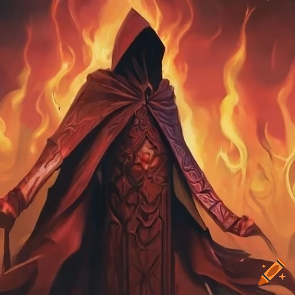 Intricately designed fiery cloak inspired by medieval artwork on Craiyon