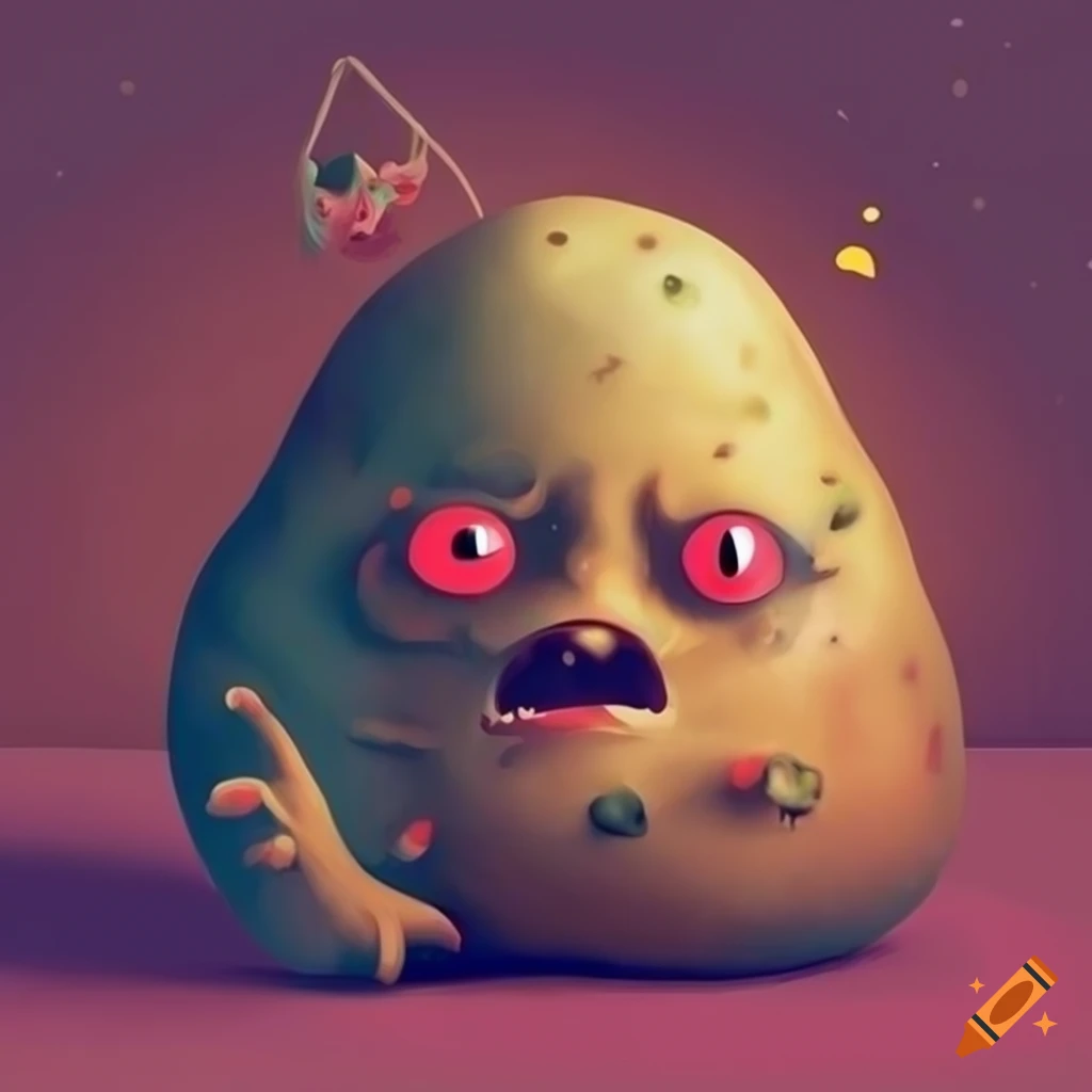 Mischievous potato demon in a mystical realm - wallpaper illustration ...