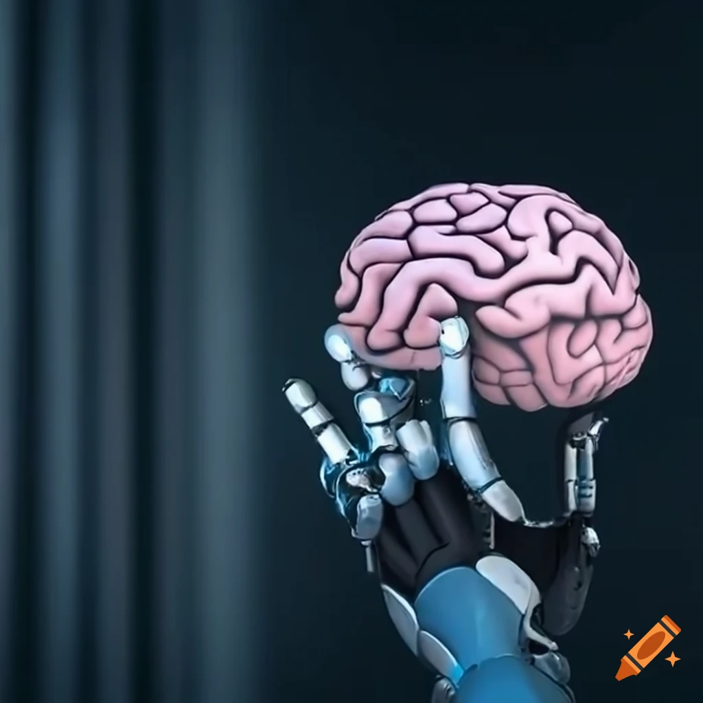 Robot holding human brain on Craiyon