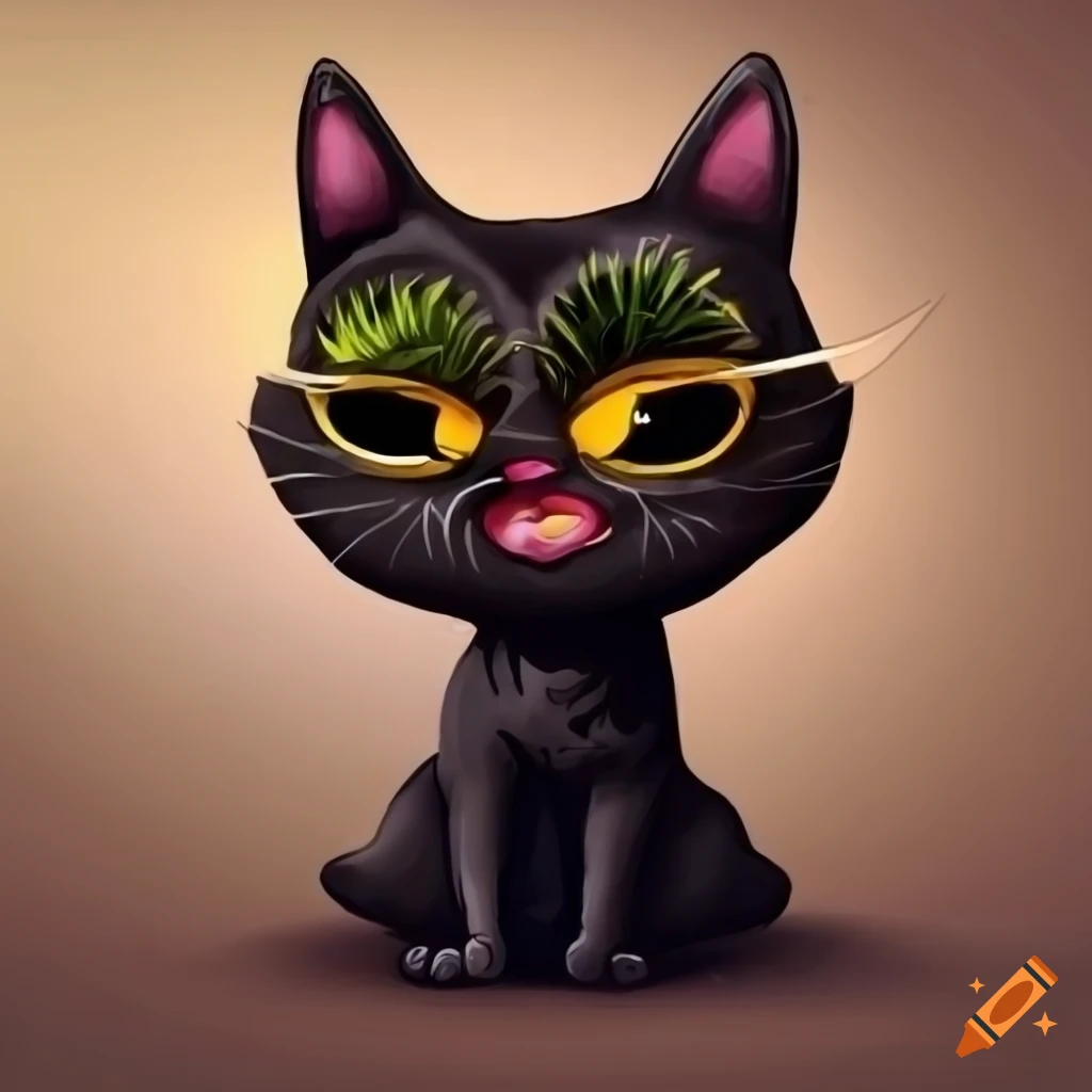 Black cat cartoon art inspired by lasagna on Craiyon