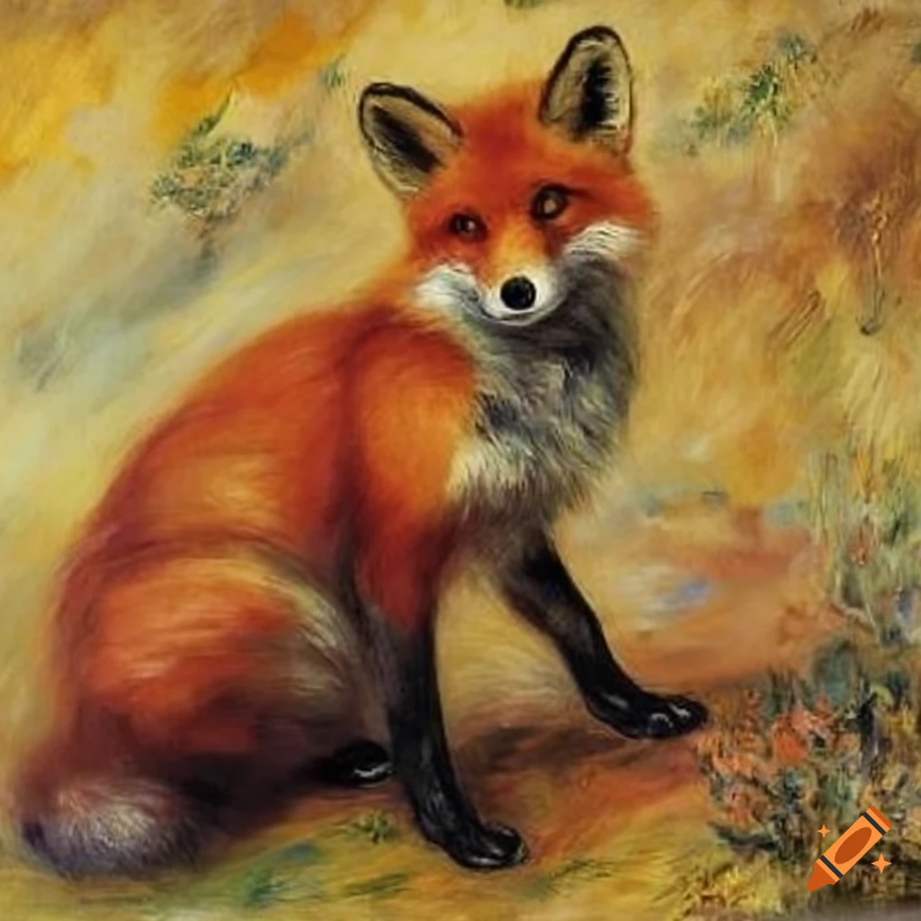 Fox depicted in an oil painting by renoir on Craiyon