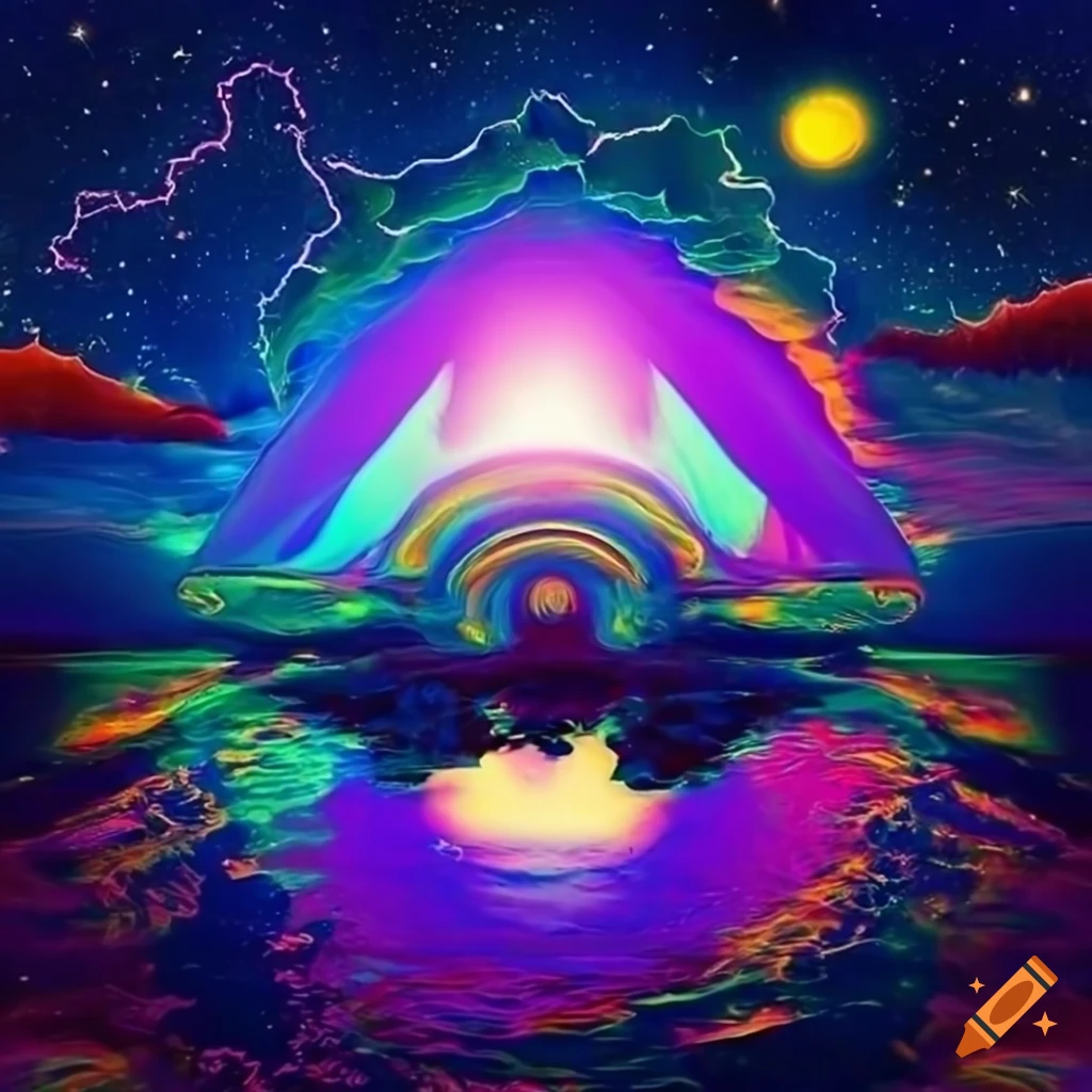 Trippy 3d landscape with cosmic vibes and mystical elements on Craiyon