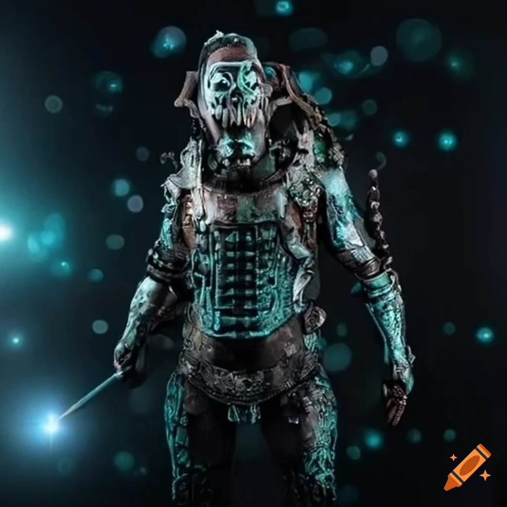 Sci-fi voodoo-themed body armor with intricate details on Craiyon