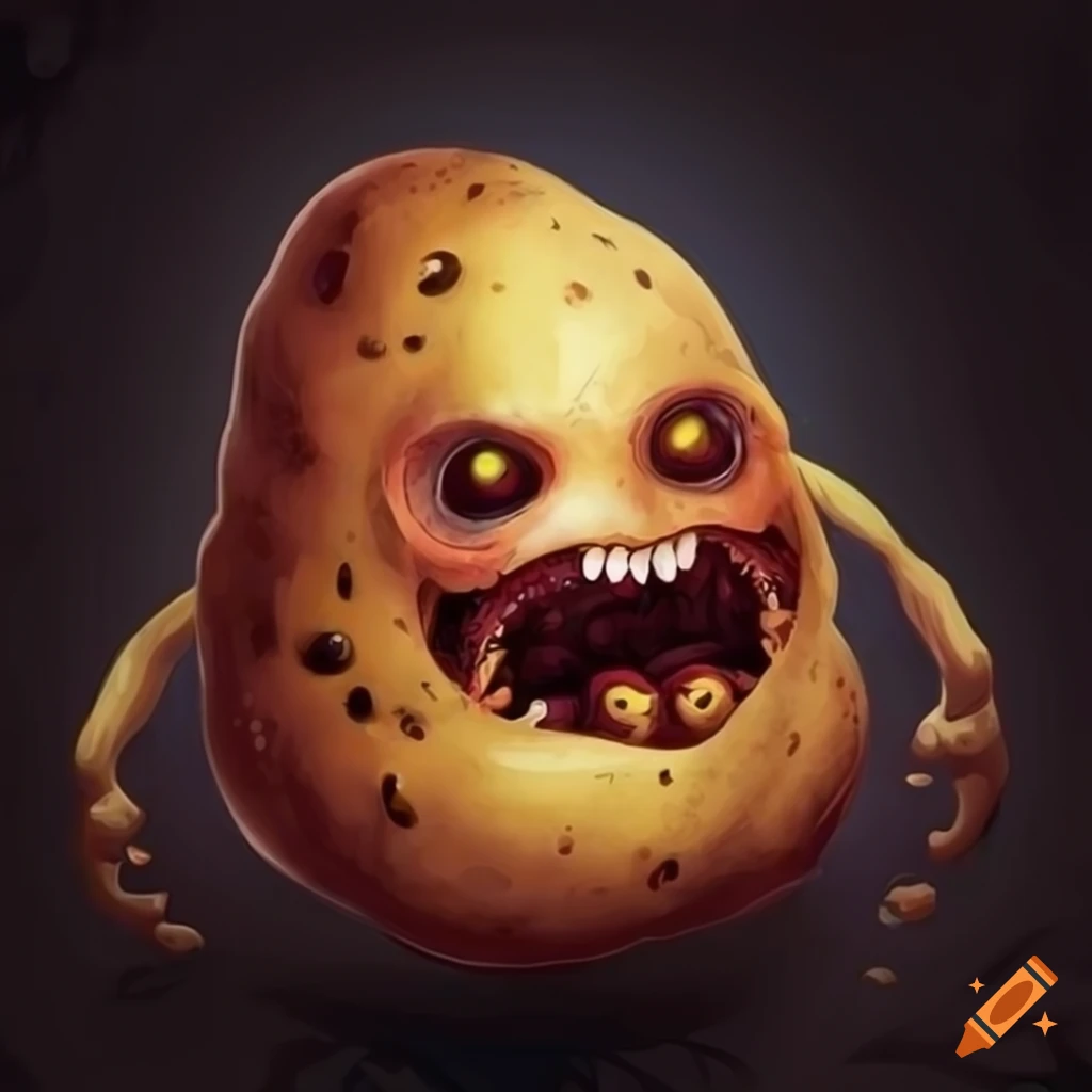 Mischievous potato demon in a mystical realm on Craiyon