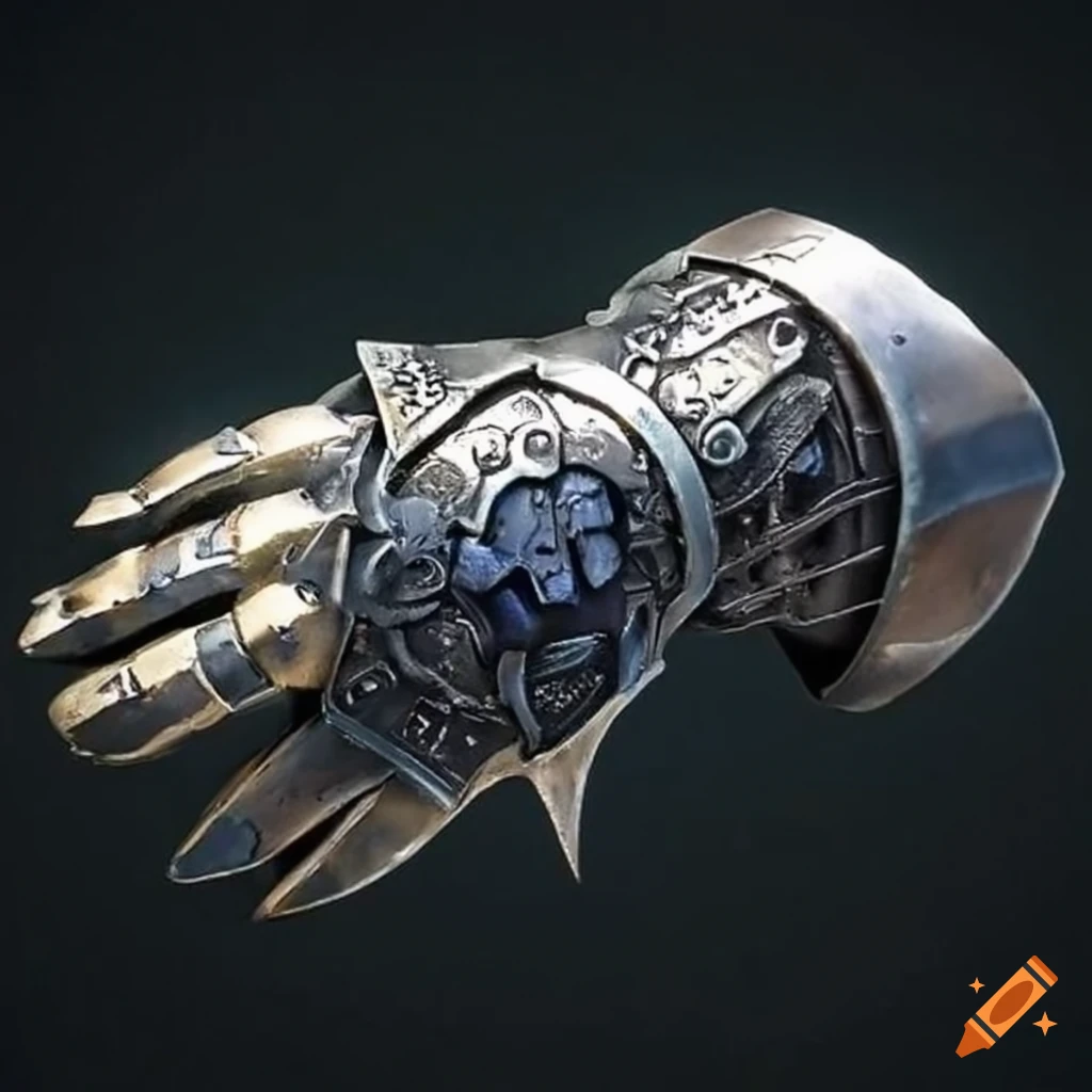Adorned magic battle iron gauntlets with clear fingers on Craiyon